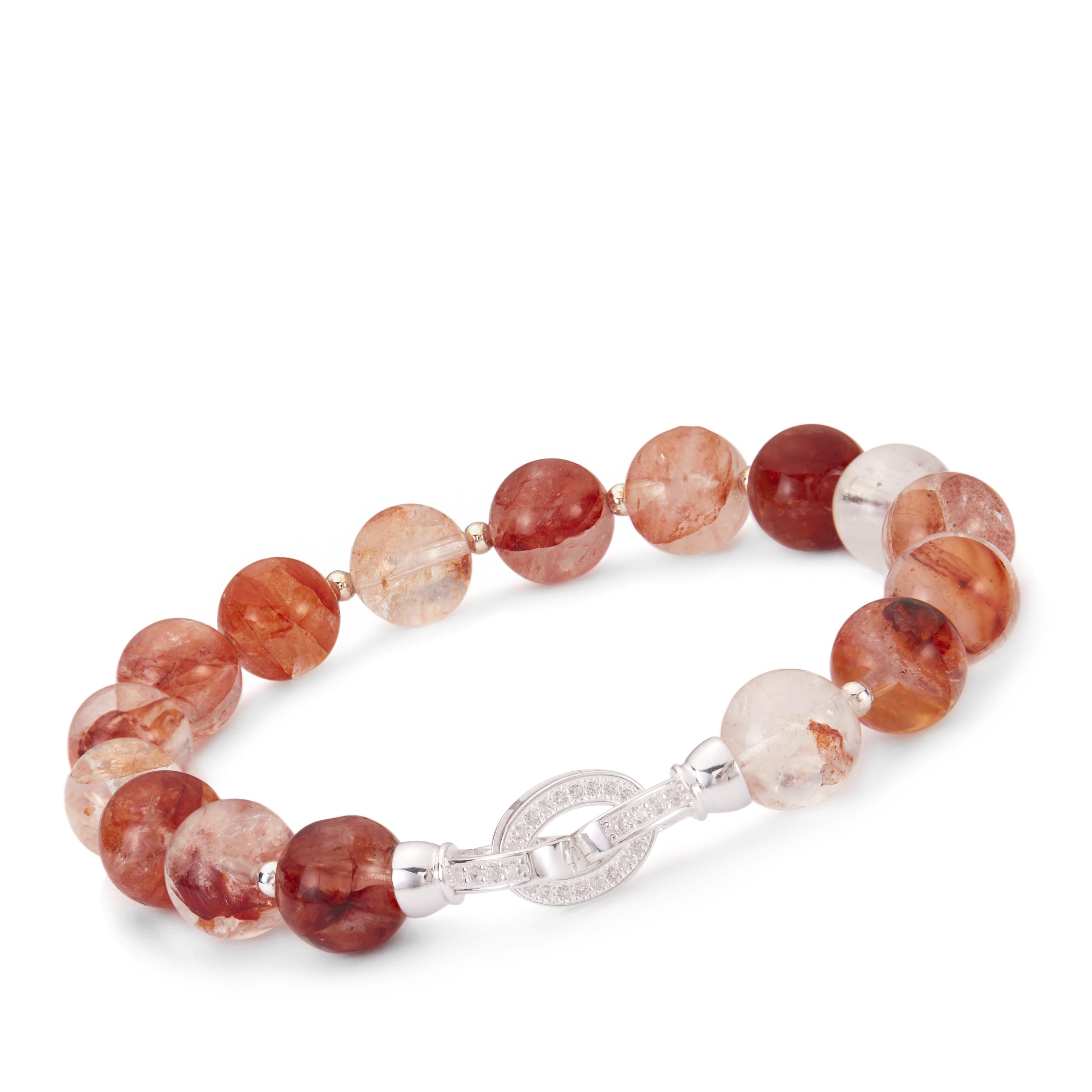 Fire Quartz Bracelet with White Topaz in Sterling Silver 87.70cts ...