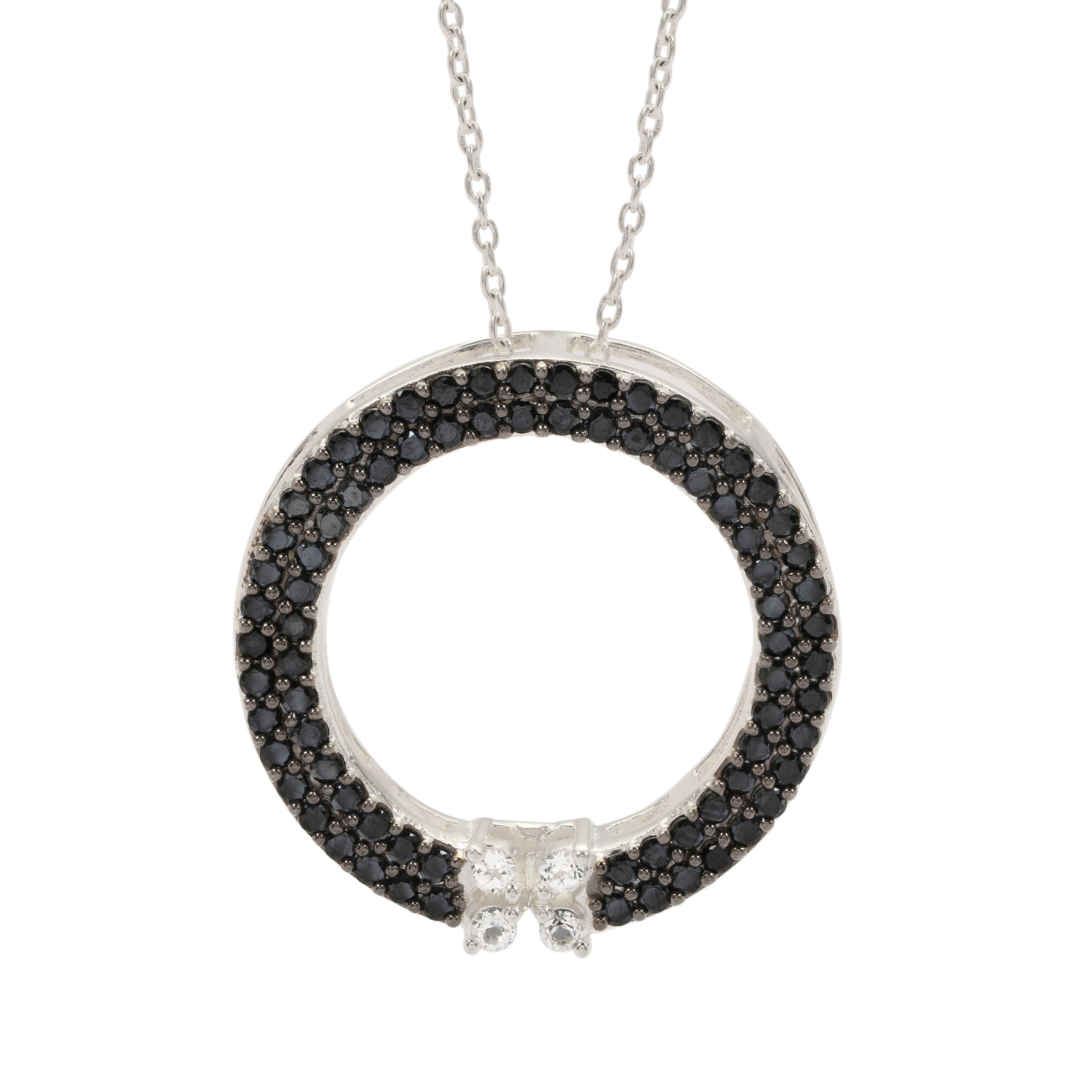 Black Spinel Pendant Necklace with White Topaz in Sterling Silver 1 ...