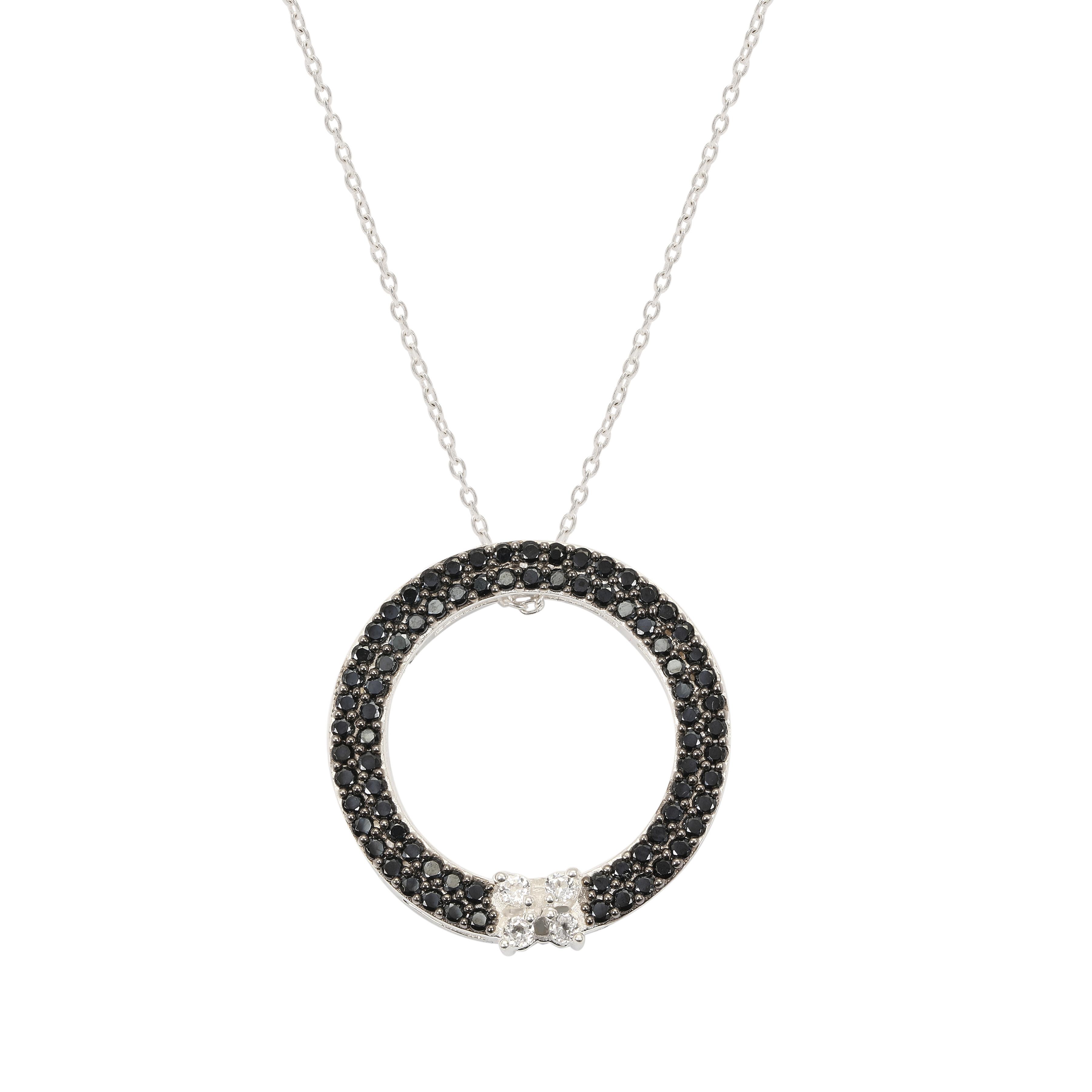 Black Spinel Pendant Necklace with White Topaz in Sterling Silver 1 ...