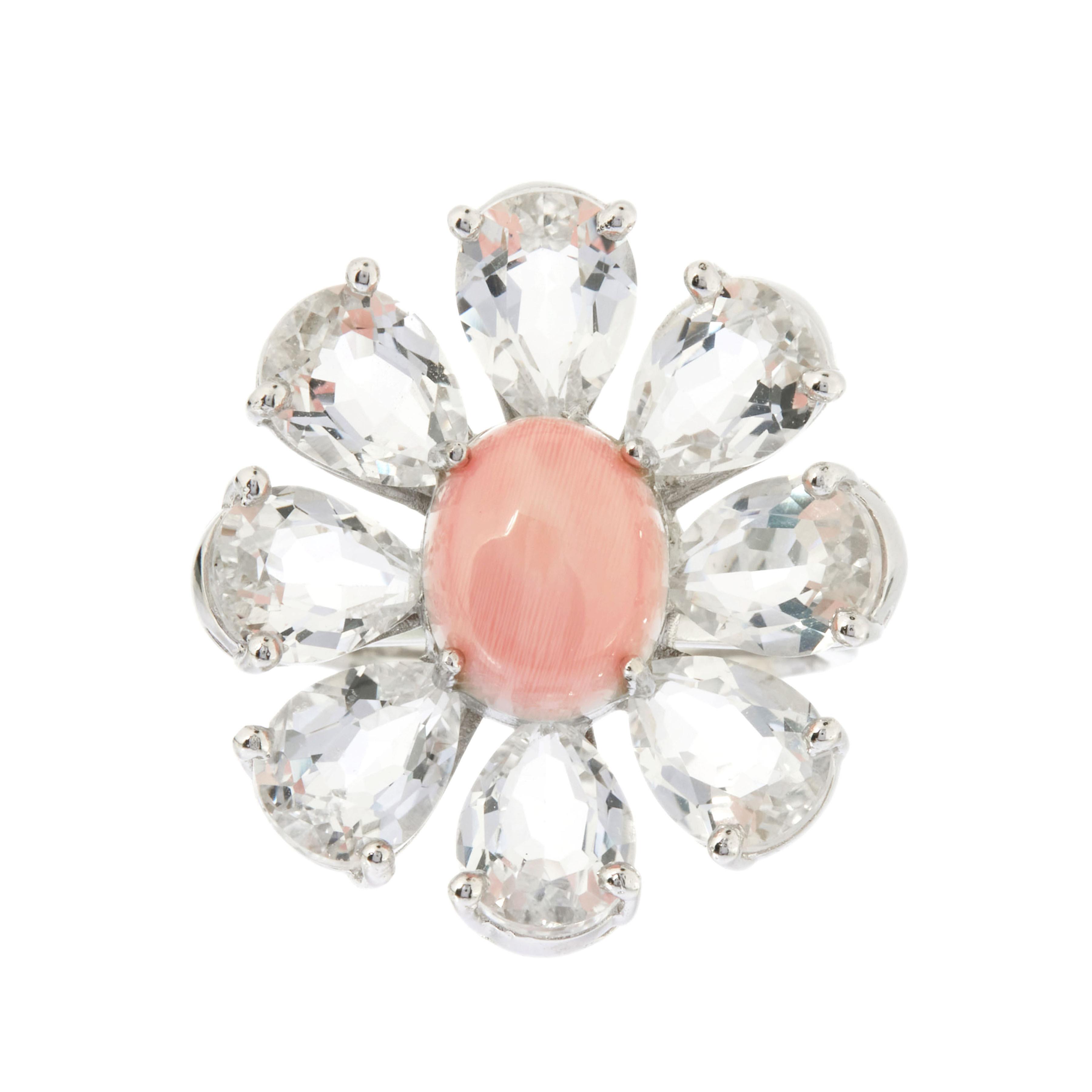 Queen Conch Shell Ring With White Topaz in Sterling Silver | Gemporia