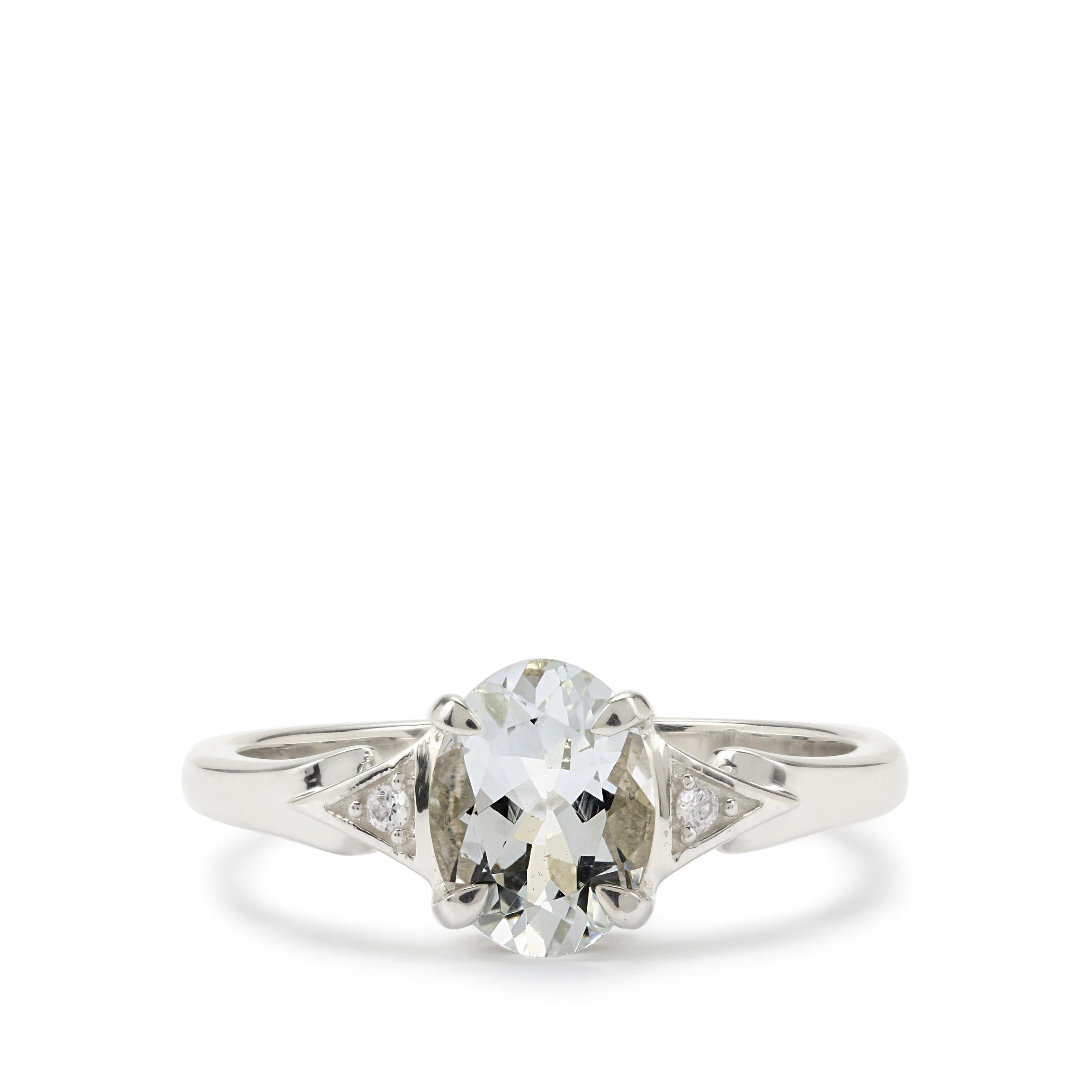 White Beryl Ring with White Zircon in Sterling Silver 1ct | Gemporia