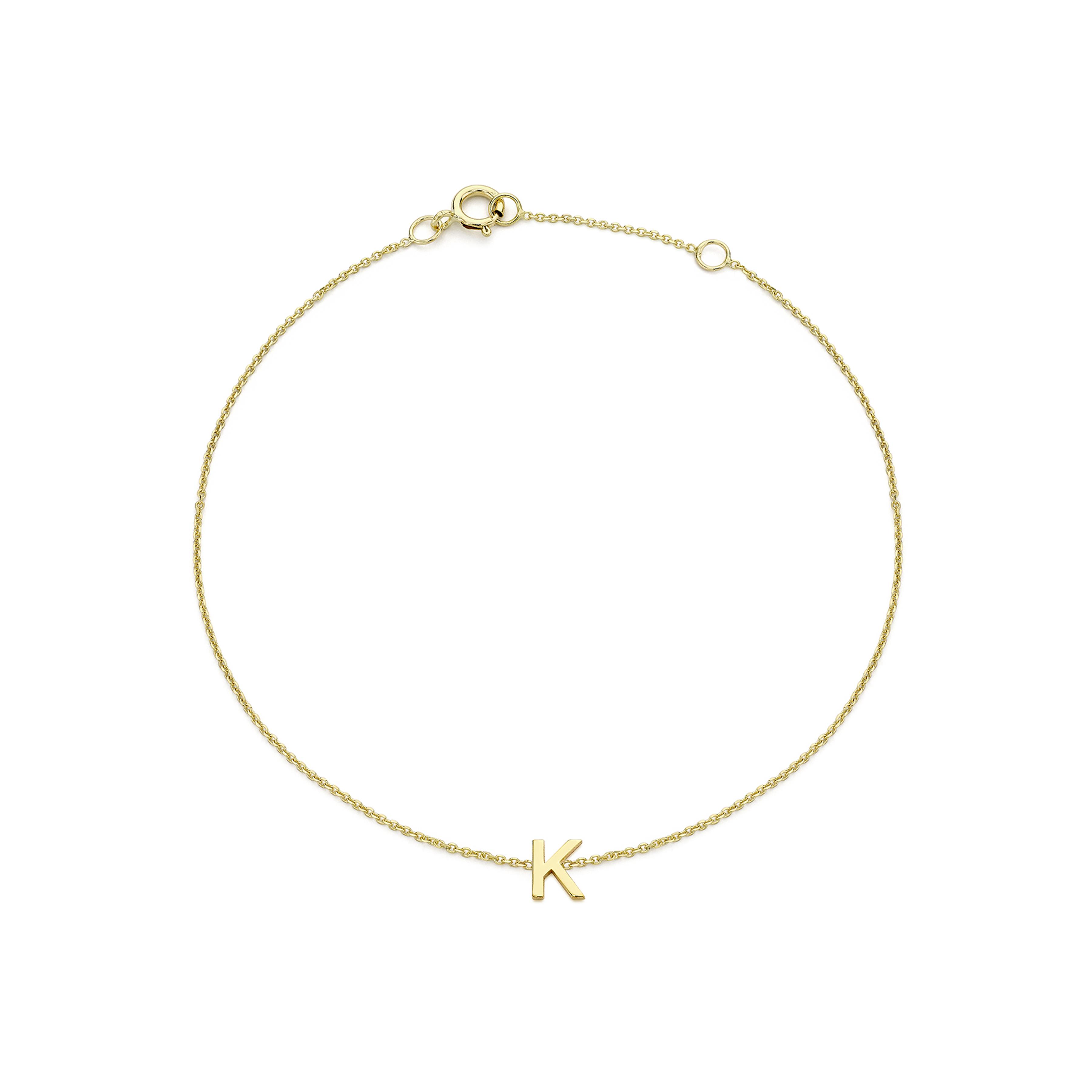 Letter 'K' Bracelet in 9K Gold | Gemporia