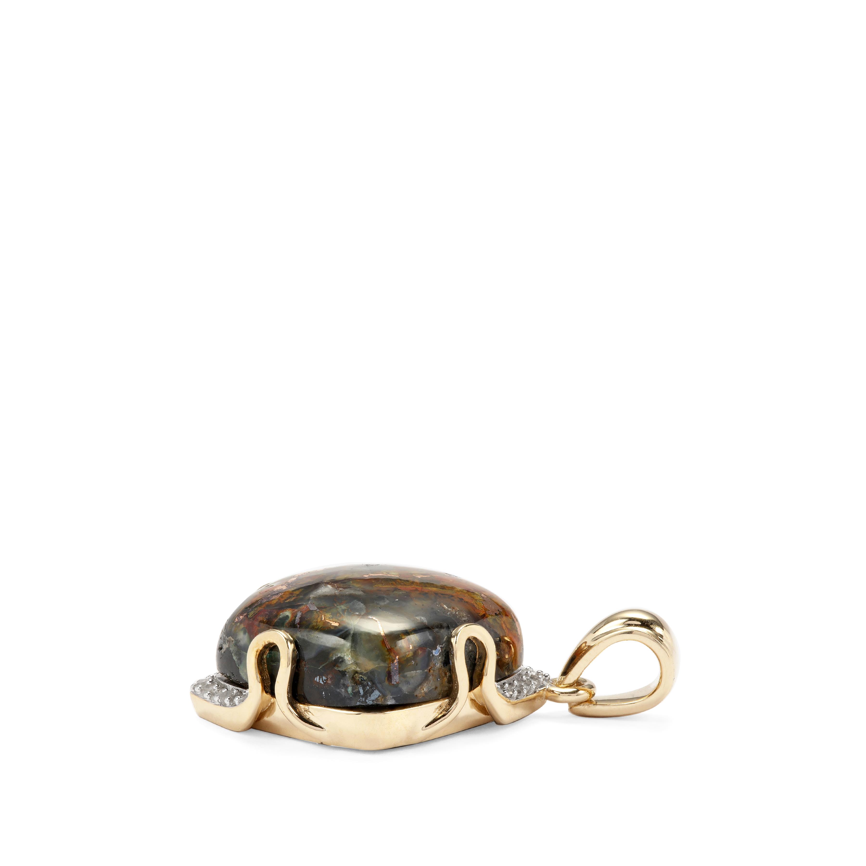 Aquadite Noir Pendant with Diamond in 9K Gold 24.80cts | Gemporia