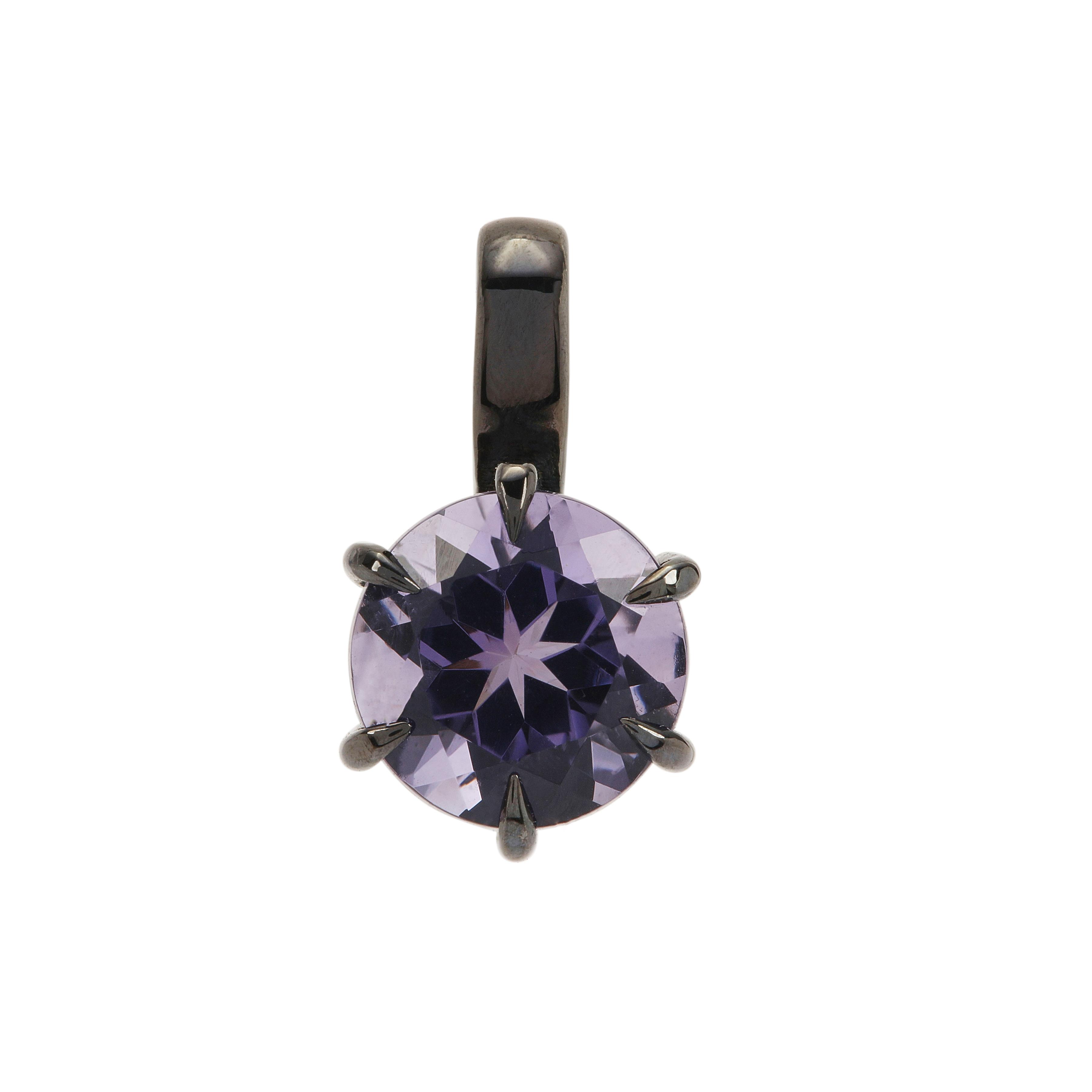 Montezuma Blue Quartz Pendant in Ruthenium Plated Sterling Silver 1 ...