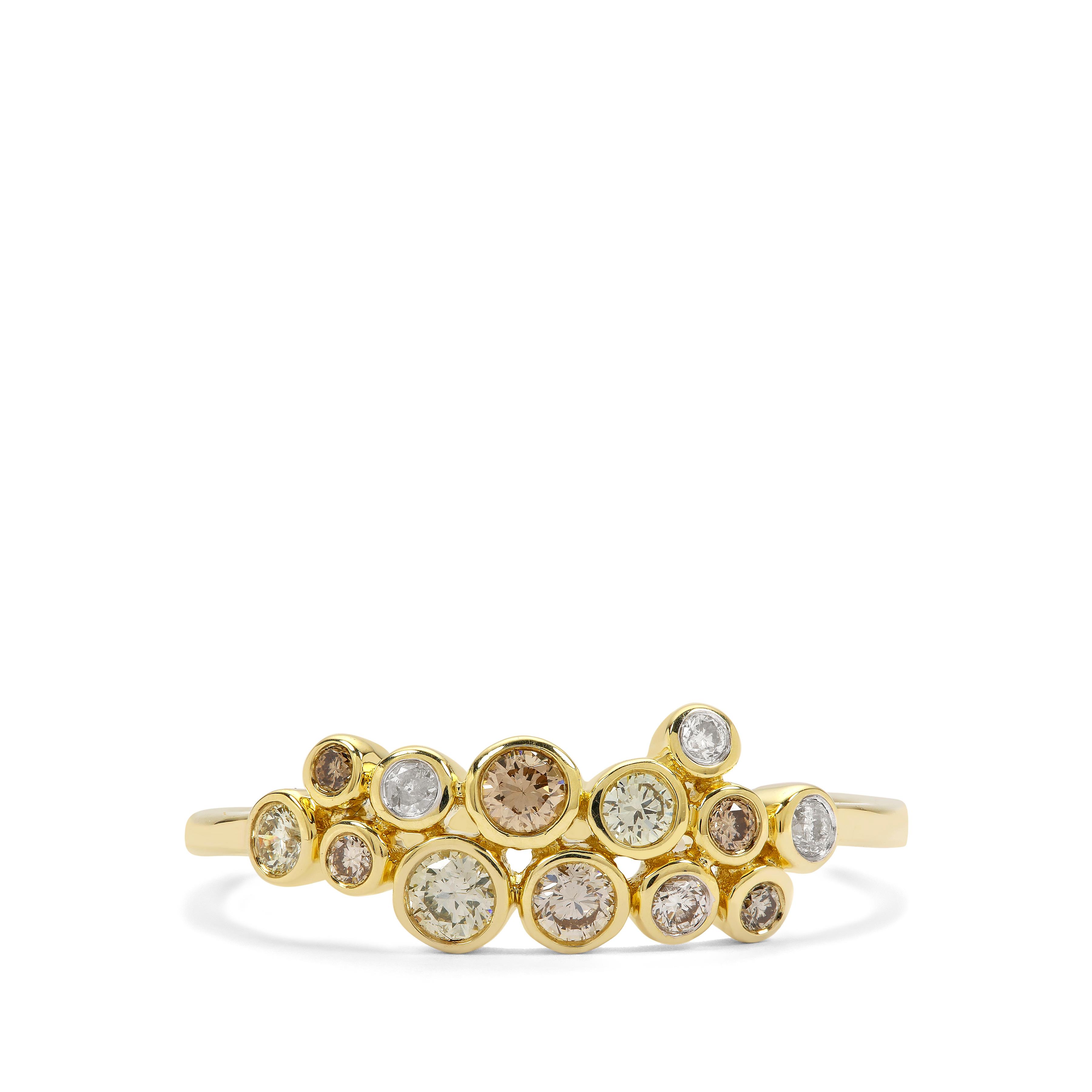 Golden Ivory Diamonds Ring with Multi Diamonds in 9K Gold 0.36cts ...