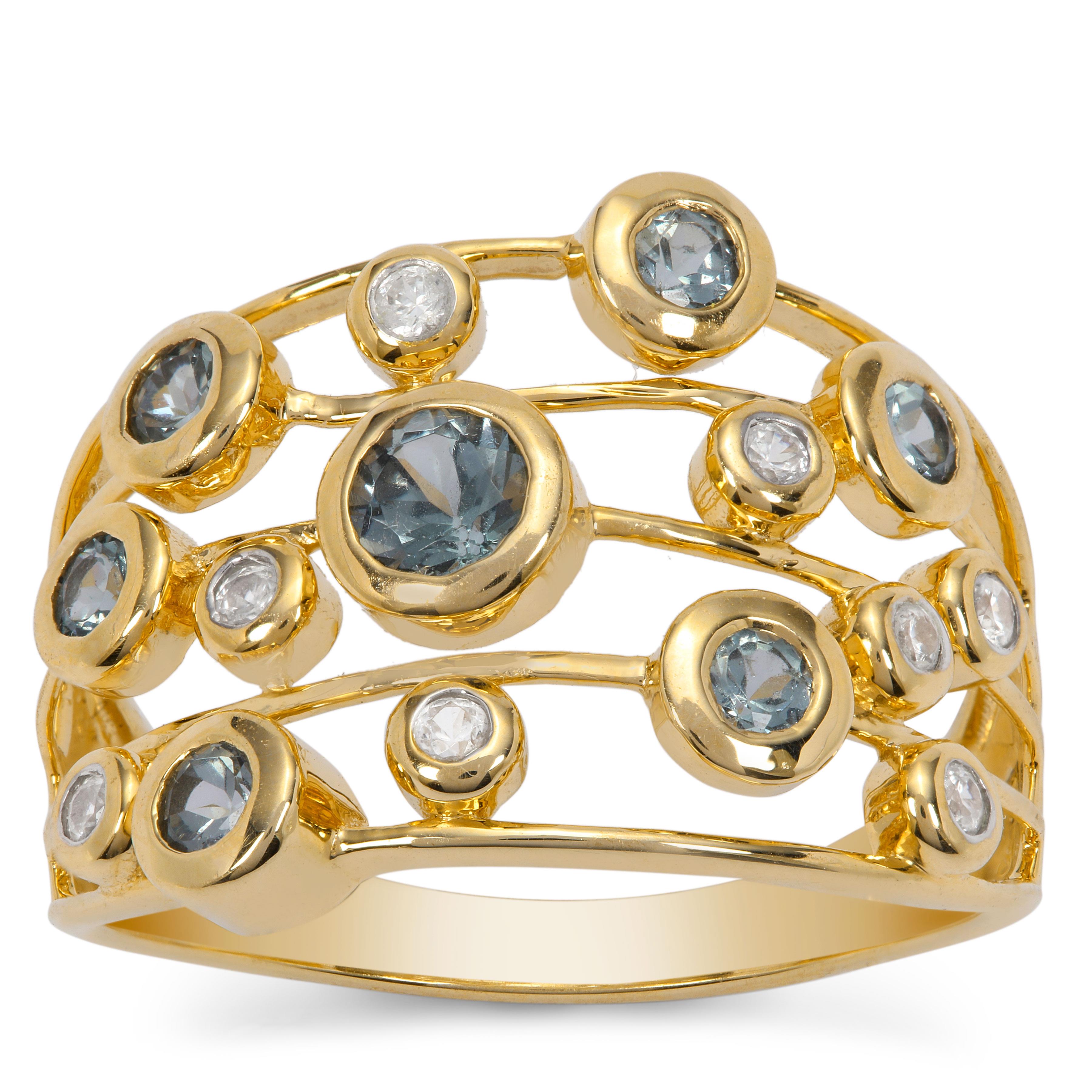 Mahenge Blue Spinel & White Zircon 9K Gold Tomas Rae Ring ATGW 1ctc ...