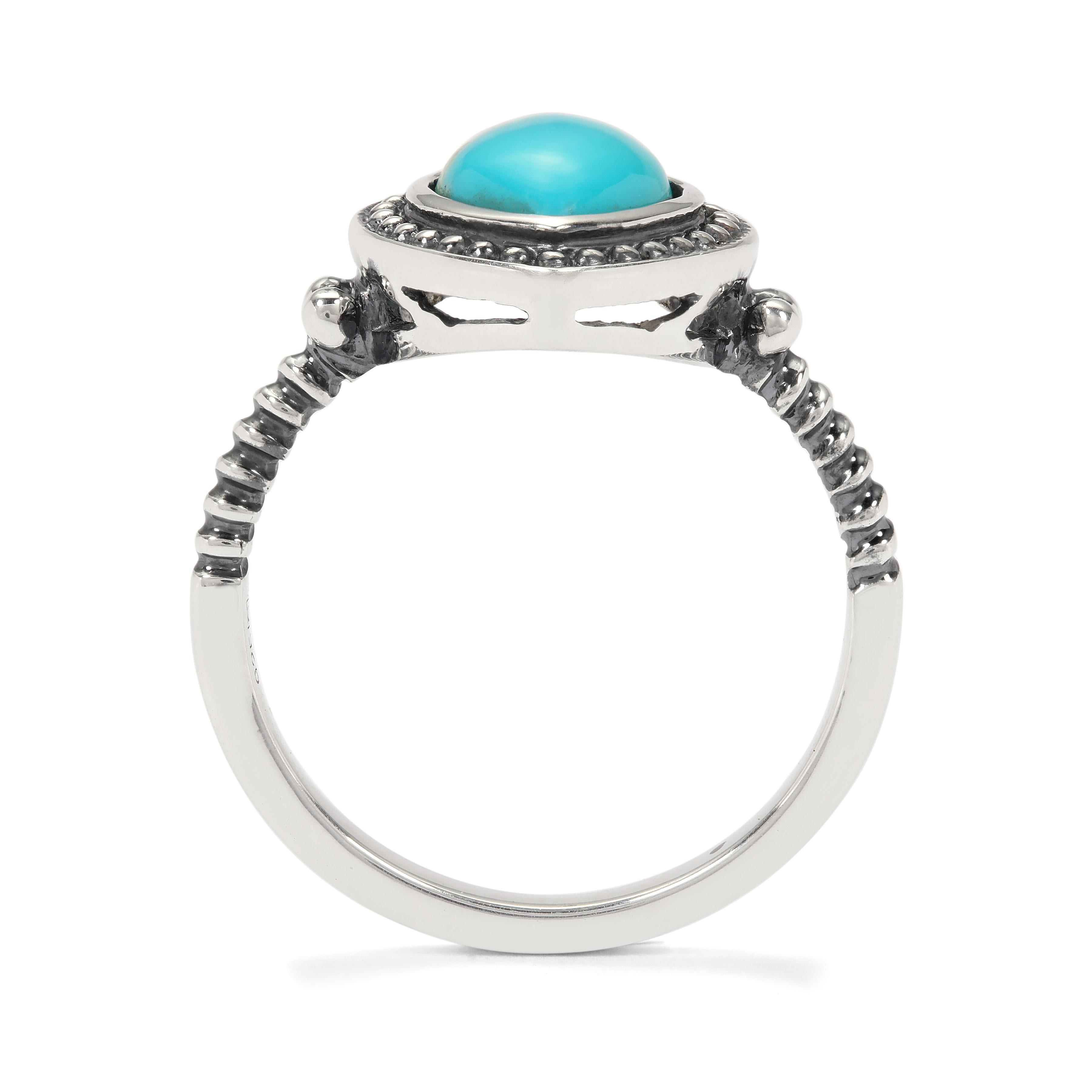 Armenian Turquoise Oxidized Ring in Sterling Silver 1.55cts | Gemporia