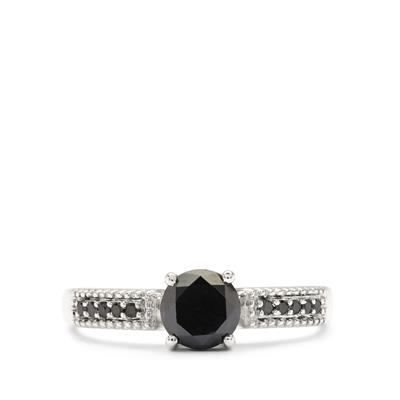 1.15cts Black Diamond Sterling Silver Ring Gemporia