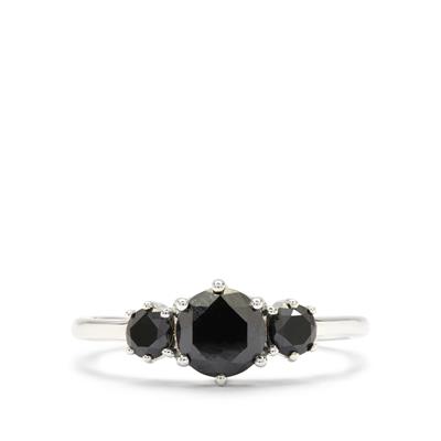 1.55cts Black Diamond Sterling Silver Ring Gemporia