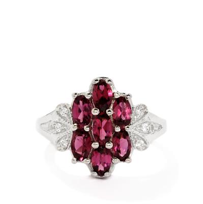 Rajasthan Garnet & White Topaz Sterling Silver Ring ATGW 2.05cts | Gemporia