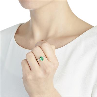 Siberian Emerald & Diamond 14k Gold Tomas Rae Ring ATGW 1.46cts | Gemporia