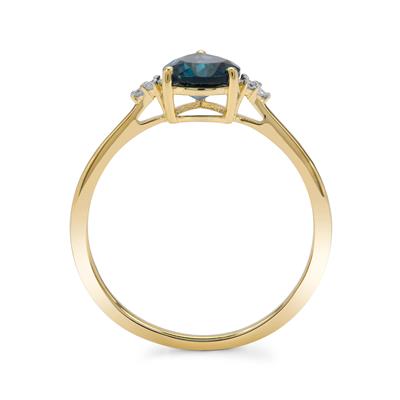London Blue Topaz & Diamond 9K Gold Ring | Gemporia