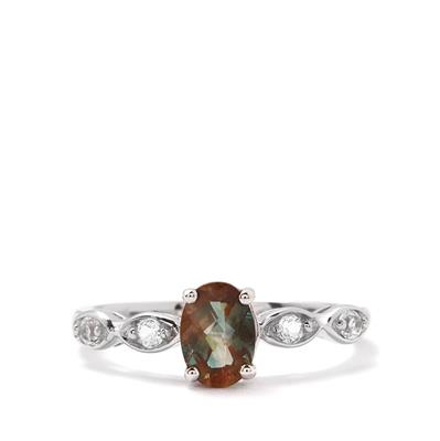 Colour Change Andesine & White Topaz Sterling Silver Ring ATGW 0.89cts ...
