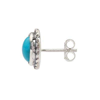 Armenian Turquoise Oxidized Earrings in Sterling Silver 4.20cts | Gemporia