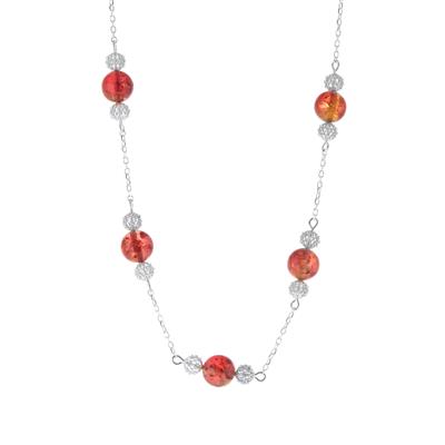 Red Baltic Amber Necklace in Sterling Silver (9mm) With Extendable ...