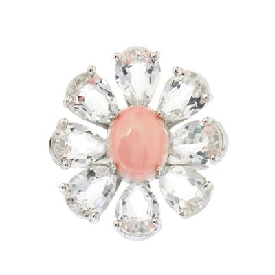 Queen Conch Shell Ring With White Topaz in Sterling Silver | Gemporia