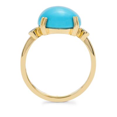 Sleeping Beauty Turquoise & White Zircon 9K Gold Tomas Rae Ring ATGW 7 ...