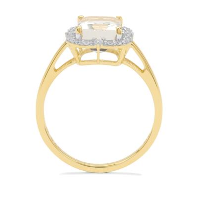 Himalayan Beryl Ring with White Zircon in 9K Gold 2.35cts | Gemporia