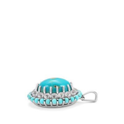Armenian Turquoise, Sleeping Beauty Turquoise Pendant with White Topaz ...