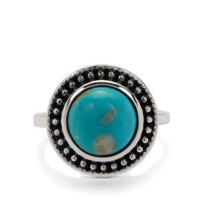 Armenian Turquoise Oxidized Ring in Sterling Silver 3.70cts | Gemporia