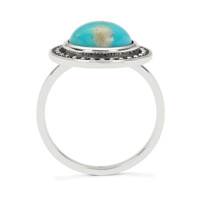 Armenian Turquoise Oxidized Ring in Sterling Silver 3.70cts | Gemporia