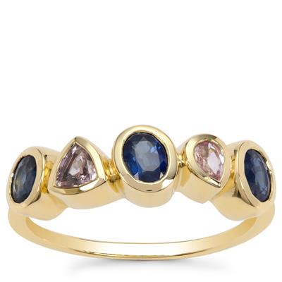 Madagascan Blue Sapphire Ring with Sakaraha Pink Sapphire in 9K Gold 1 ...