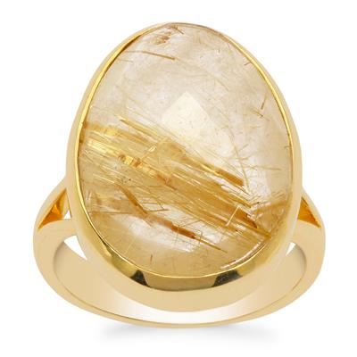Golden Rutile Quartz Ring in Gold Plated Sterling Silver 12cts | Gemporia
