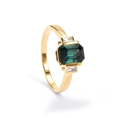 Mutuca Indicolite Ring with White Zircon in 9K Gold 1.75cts | Gemporia