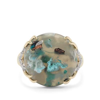 Blue Aquadite Ring with Diamonds in 9K Gold 11.25cts | Gemporia