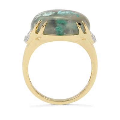 Blue Aquadite Ring with Diamonds in 9K Gold 11.25cts | Gemporia
