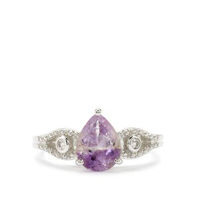 Hourglass Amethyst Ring with White Zircon in Sterling Silver 1.55cts ...