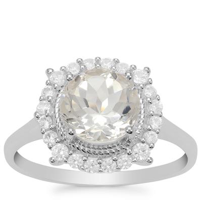 Himalayan Beryl Ring with White Zircon in Sterling Silver 2.35cts ...