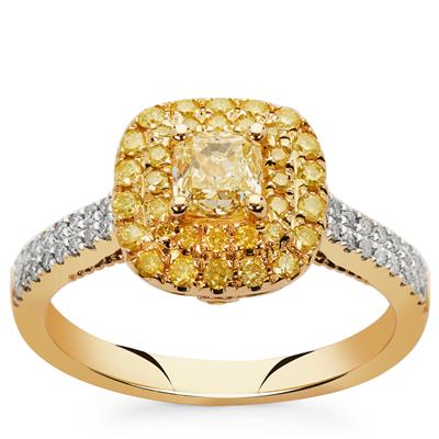 'Coronation' Natural Canary Yellow Diamond Ring with White Diamond in ...
