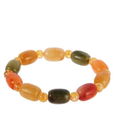 Golden Silk Quartzite Jade Stretchable Bracelet with Rio Golden Citrine ...