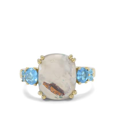 Blue Aquadite Ring with Madagascan Blue Apatite in Gold Plated Sterling ...