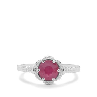Kenyan Ruby Ring with White Zircon in Sterling Silver 1.50cts | Gemporia