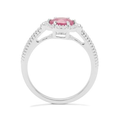 Kenyan Ruby Ring with White Zircon in Sterling Silver 1.50cts | Gemporia