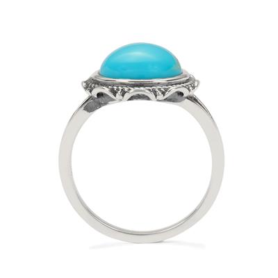 ARMENIAN Turquoise Oxidized Ring in Sterling Silver 4cts | Gemporia