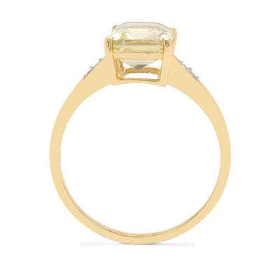 Minas Novas Hiddenite Ring with White Zircon in 9K Gold 2.70cts | Gemporia