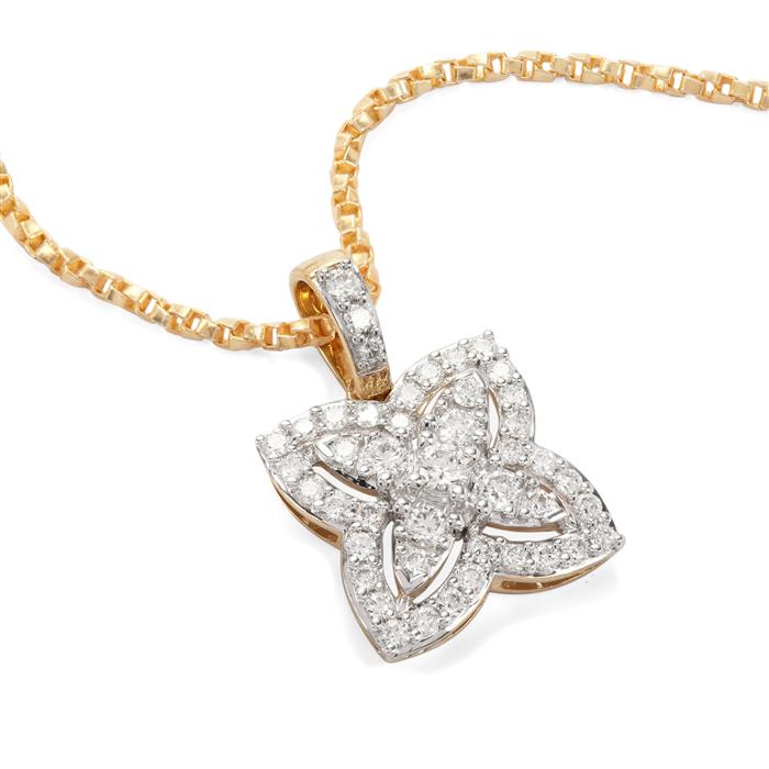 Diamond Pendant in 9K Gold 0.54ct | Gemporia