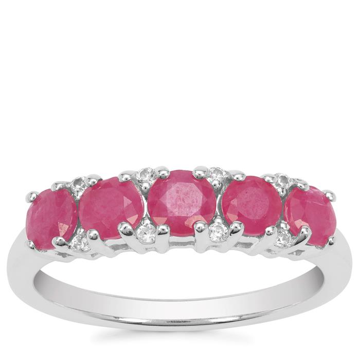 John Saul Ruby Ring with White Zircon in Sterling Silver 1.85cts | Gemporia