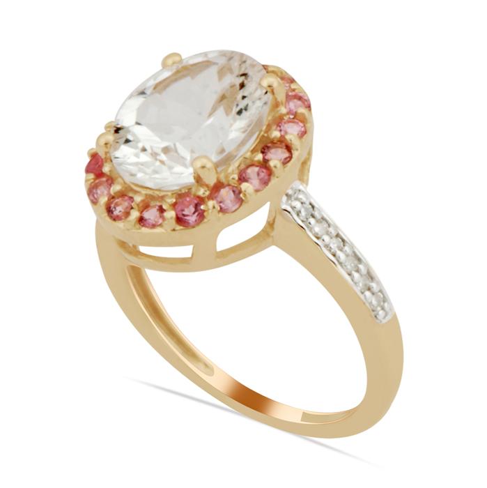 Danburite Ring with Pink Tourmaline in 9k Gold 2.80cts | Gemporia