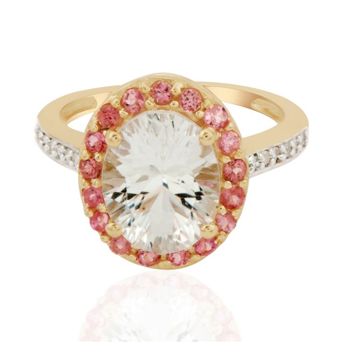 Danburite Ring with Pink Tourmaline in 9k Gold 2.80cts | Gemporia