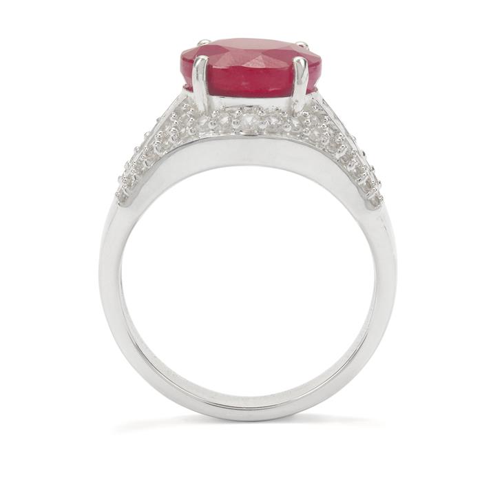 Malagasy Ruby Ring with White Zircon in Sterling Silver 7cts | Gemporia