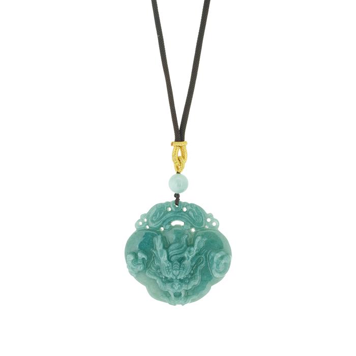 Type A Olmec Jadeite Carved Dragon Rope Necklace | Gemporia