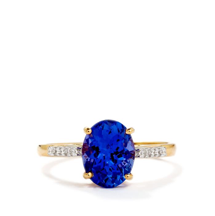AAA Tanzanite & Diamond 18k Gold Tomas Rae Ring MTGW 2.28cts | Gemporia