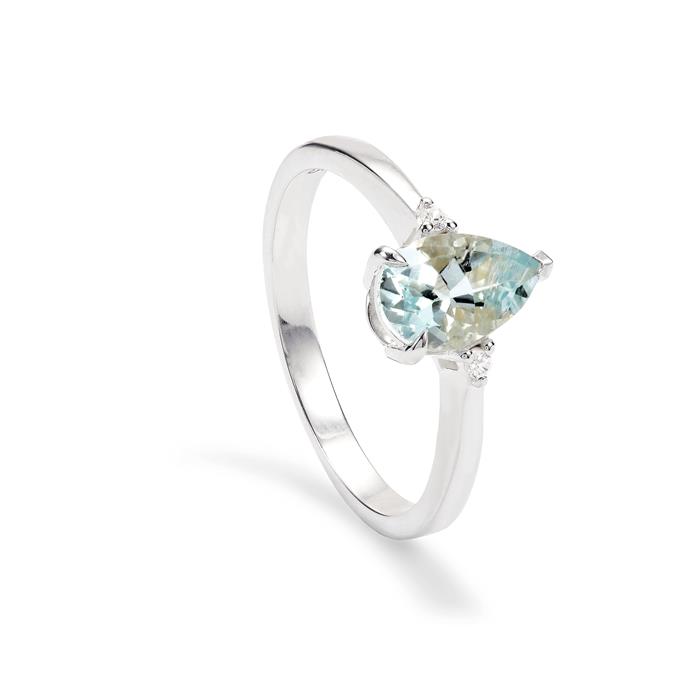 Espirito Santo Aquamarine Ring with White Zircon in Sterling Silver 1 ...