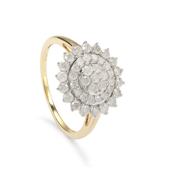 Diamond Ring in 9K Gold 1cts | Gemporia
