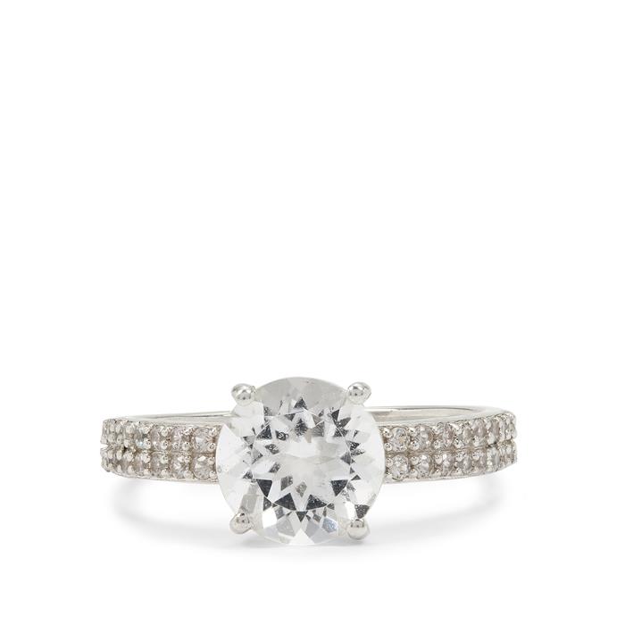 Himalayan Beryl Ring with White Zircon in Sterling Silver 2.25cts ...