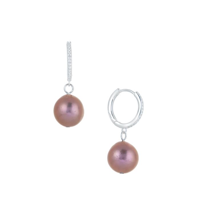 Lilac Luminescent Freshwater Pearls With Zircon Detail (9-10mm ...